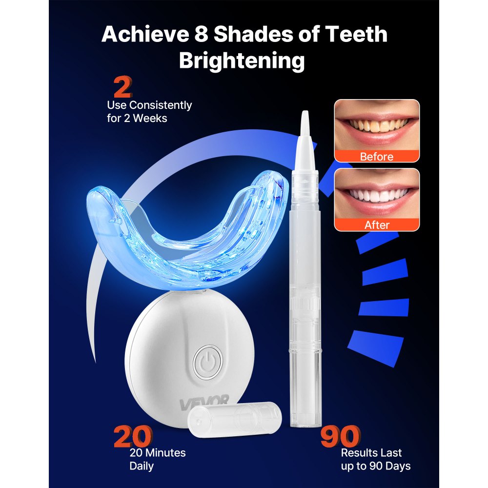 VEVOR Teeth Whitening Kit with LED Light, 32 LED Accelerator Lights ...