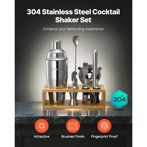 Cocktail Shaker Set 10 Pcs Bartender Kit Stainless Steel Bar Tool Set ...