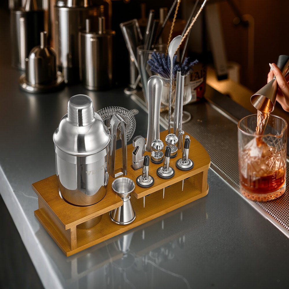 VEVOR Cocktail Shaker Set, 18-Piece Stainless Steel Bar Tools with ...