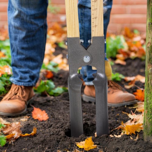 Post Hole Digger with Wood Handle and Scale Markings 57.5" Manual Hole ...