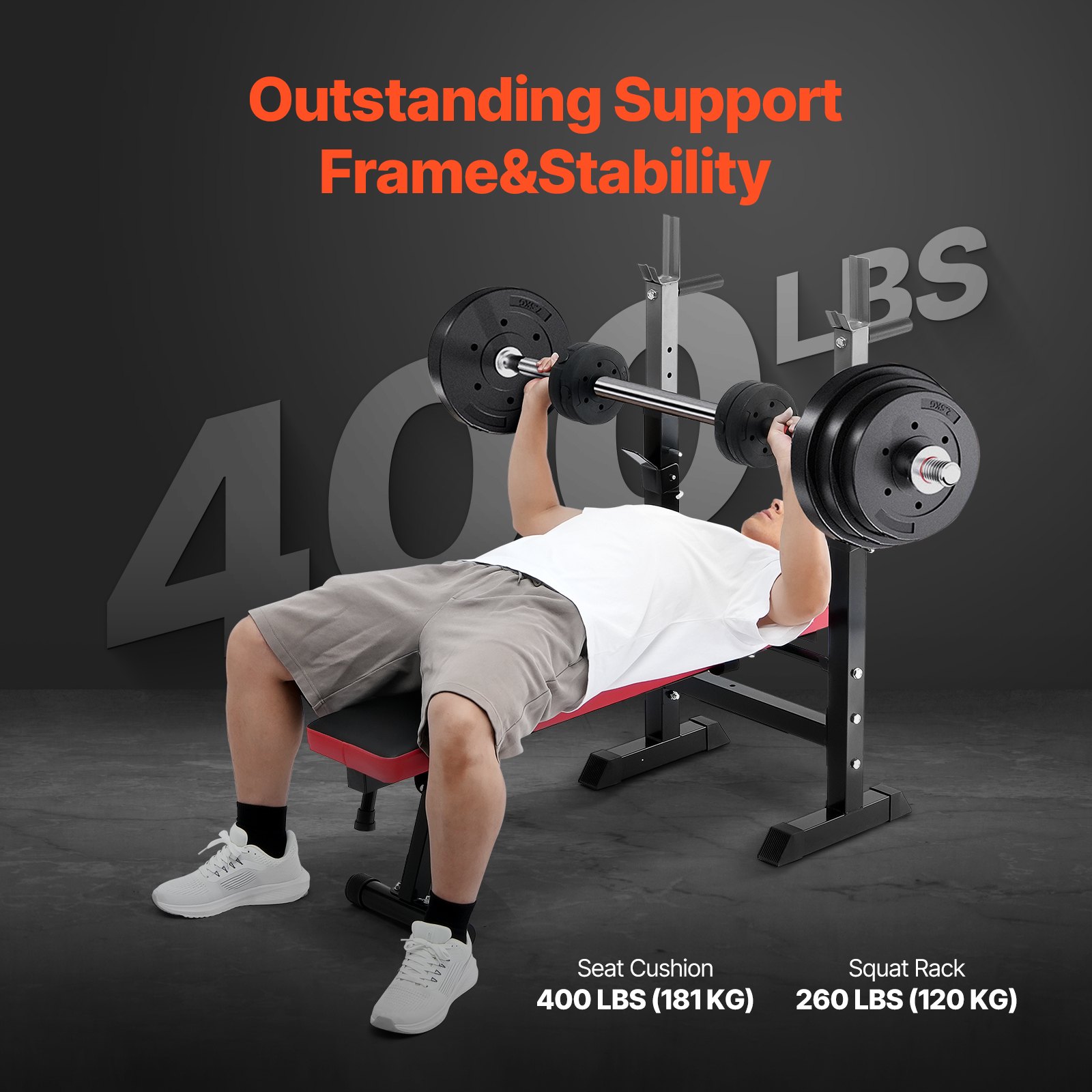 VEVOR Weight Bench for Home Gym – 400LB, 2in, Foldable
