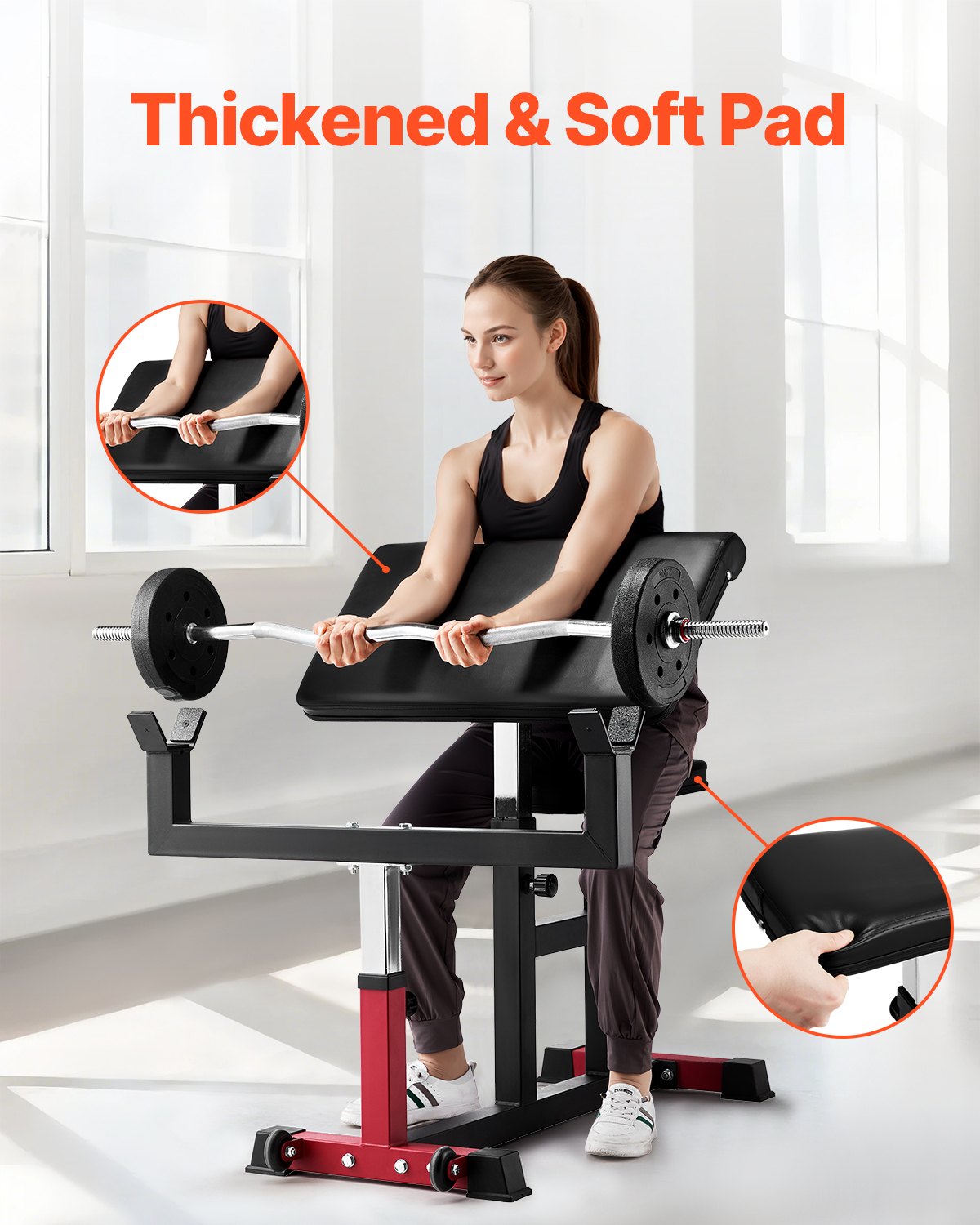 Preacher Curl Bench Adjustable Home Gym Biceps Machine Barbell ...