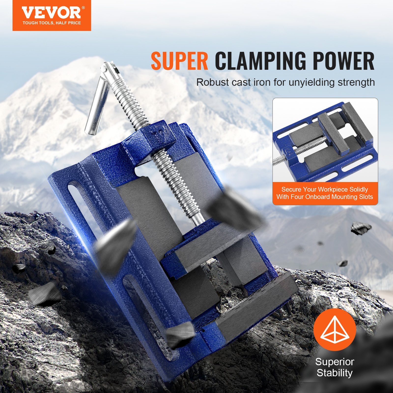 VEVOR Drill Clamp, 4" Sturdy Workshop Vise, Compact Bench Clamp for ...