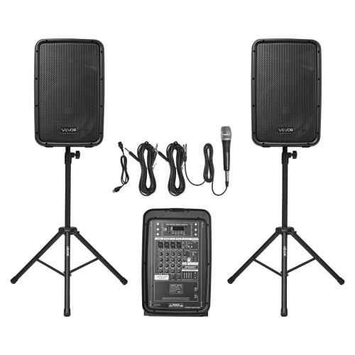 2 X 8 in Speakers Portable PA System 300W Mixer Bluetooth Mic for DJ ...