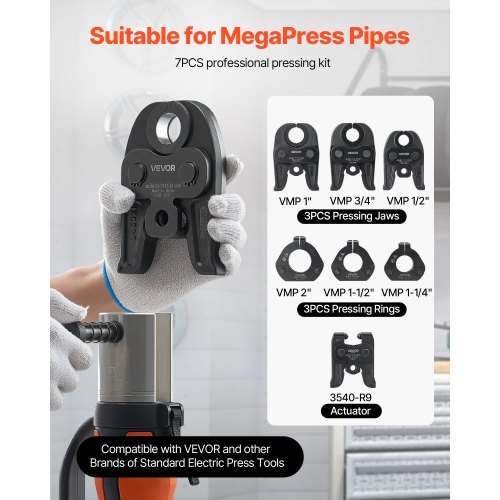 VEVOR 7PCS MegaPress Pressing Kit 1/2" to 2" for Standard Press Tools ...