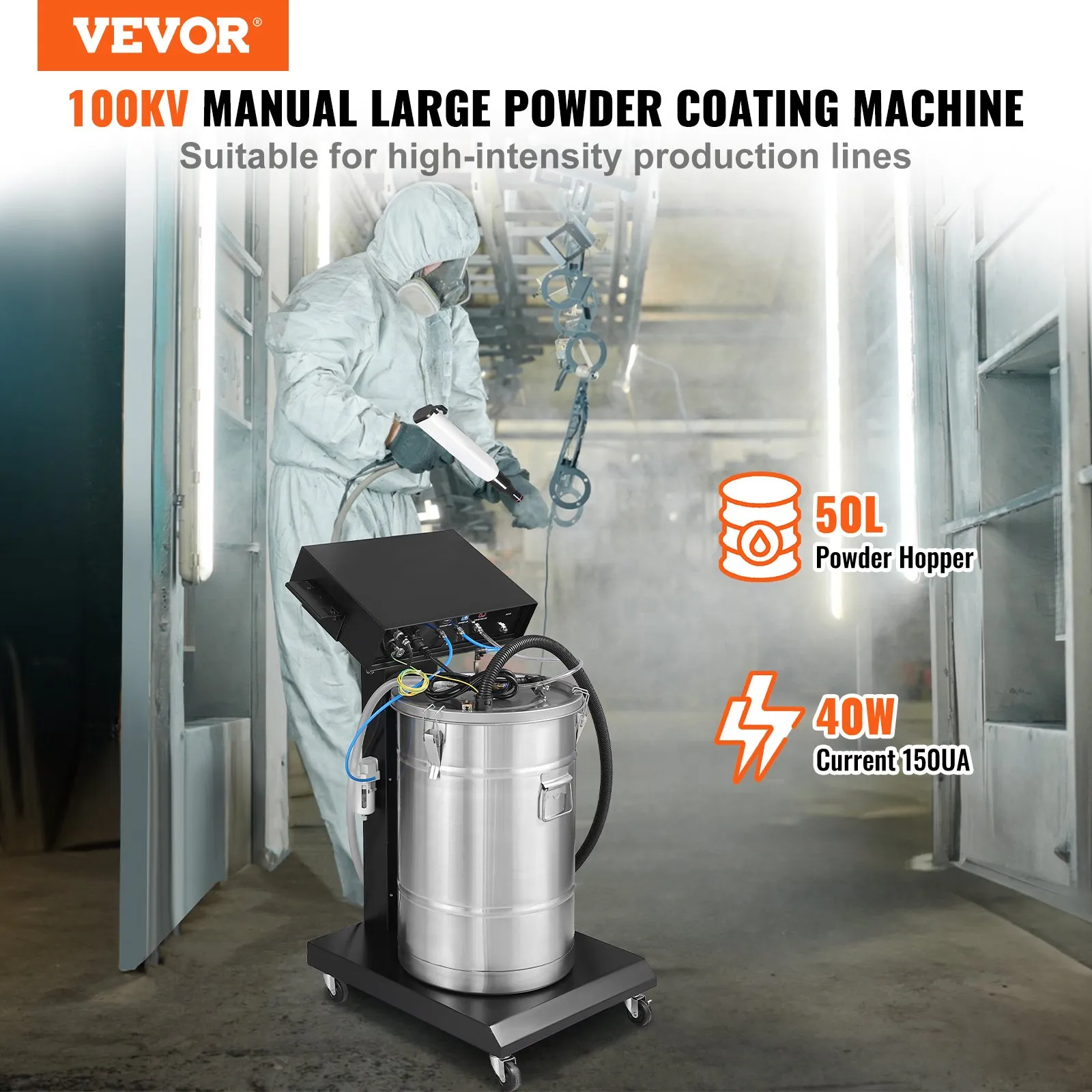 VEVOR Powder Coating System, 40 W 100KV Electrostatic Output Powder ...