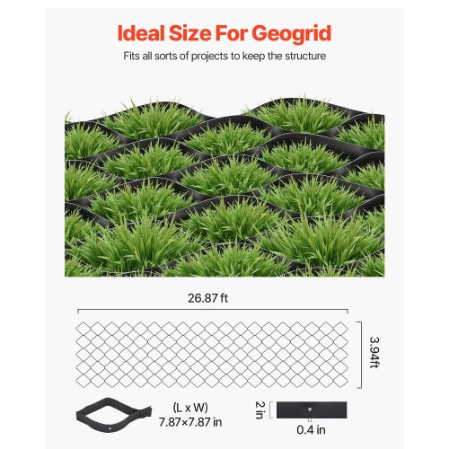 Ground Grid 2-Inch Depth Geocell Grid 26.87x3.94 FT / 8200x1200 mm for ...