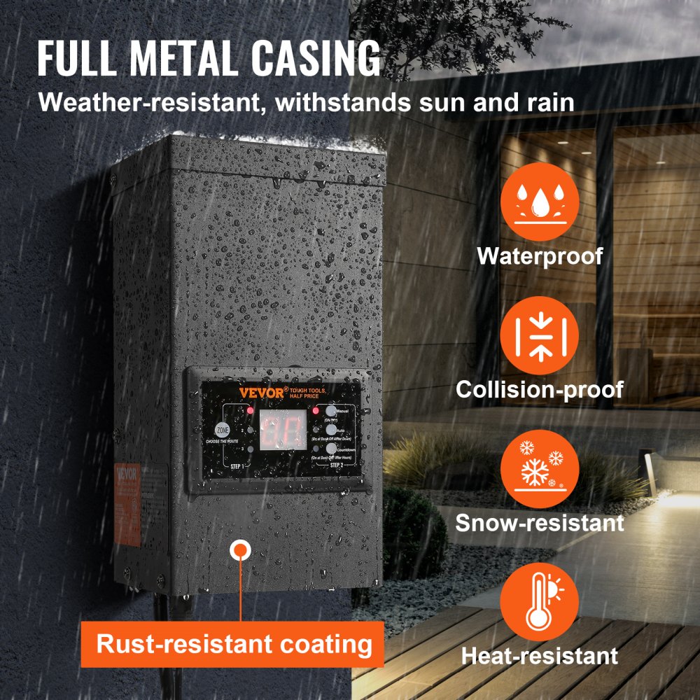 VEVOR 120W Low Voltage Landscape Transformer with Timer and Photocell ...