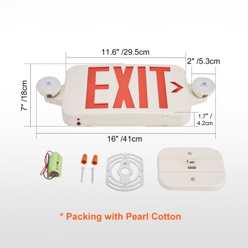 VEVOR LED Exit Sign with Emergency Lights, Two LED Adjustable Heads ...