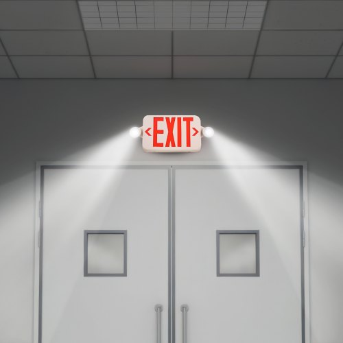 VEVOR LED Exit Sign with Emergency Lights, Two LED Adjustable Heads ...