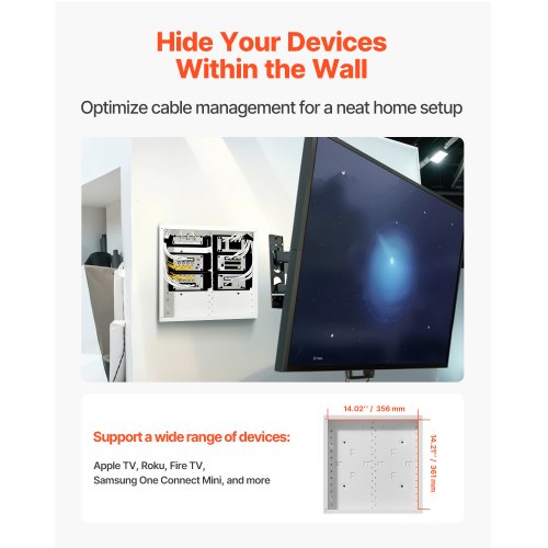 Structured Media Enclosure 14 in Recessed in-Wall TV Media Box with ...
