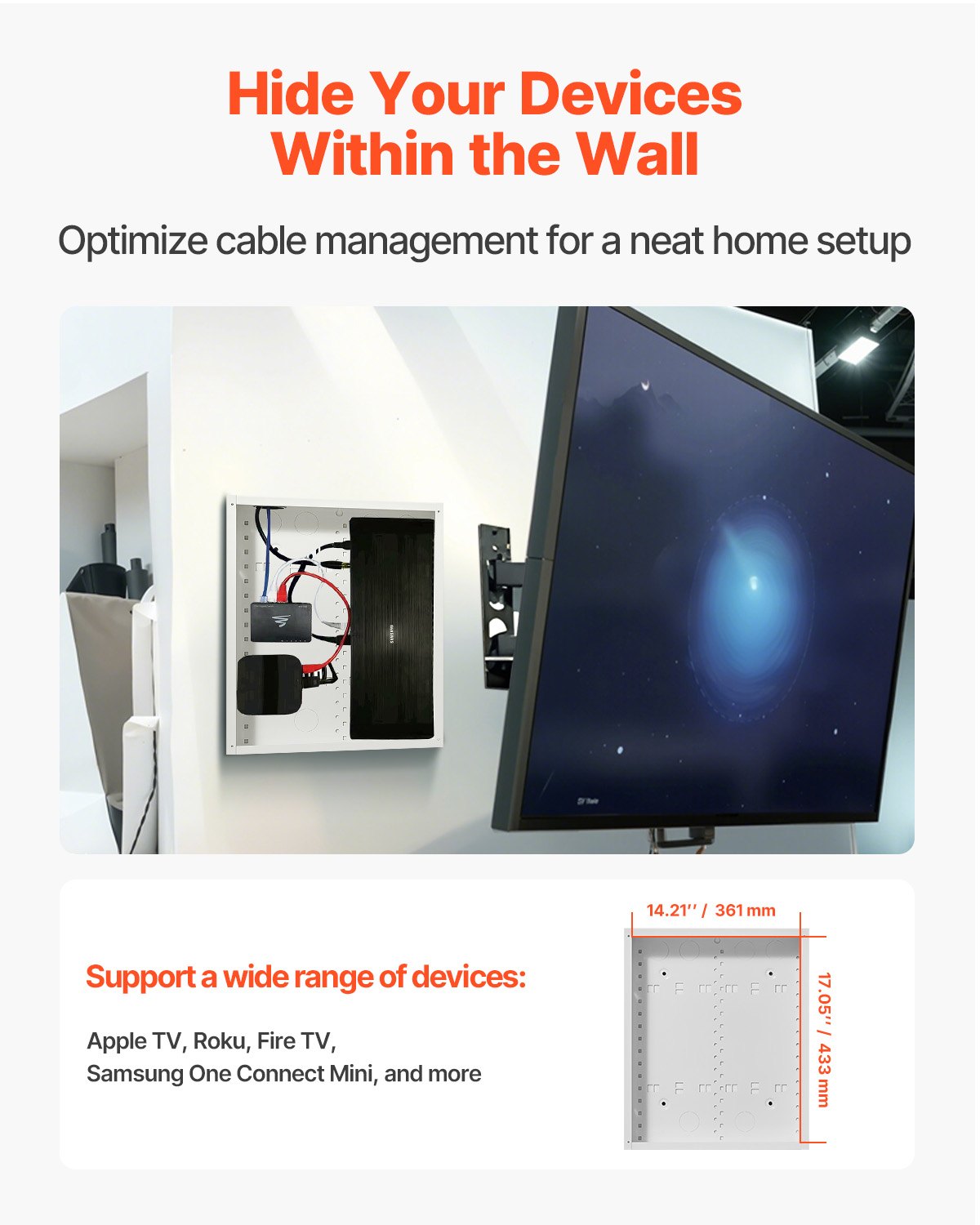 VEVOR Structured Media Enclosure, 17-Inch, Recessed in-Wall Media Box ...