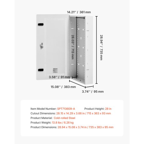 Structured Media Center Enclosure 28 in with Vented Hinged Door Cable ...
