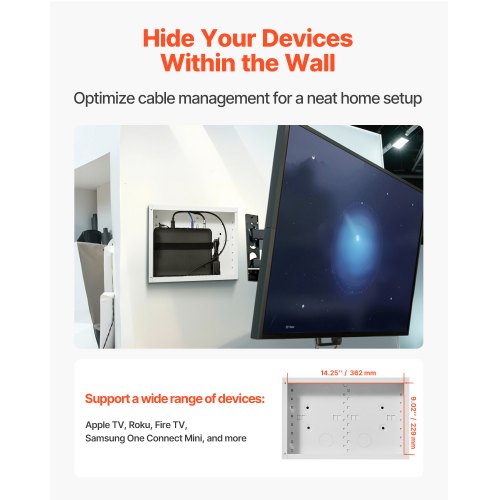 Structured Media Enclosure 9 in Recessed in-Wall TV Media Box with ...