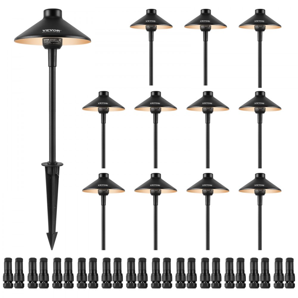 VEVOR 12 Pack Low Voltage Landscape Path Lights, 3W 210LM 12V-24VAC/DC ...