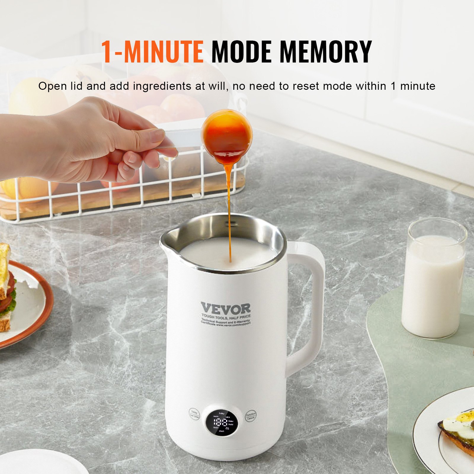VEVOR Nut Milk Maker 8-in-1 Soy Milk Maker 8-Leaf Blades 600ML 2-18 ...