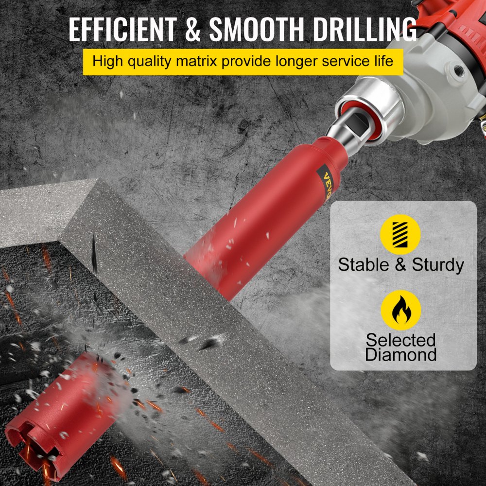 VEVOR Diamond Core Drill, 2.5"/63mm Diameter Core Drill Bit, 14"/355mm ...