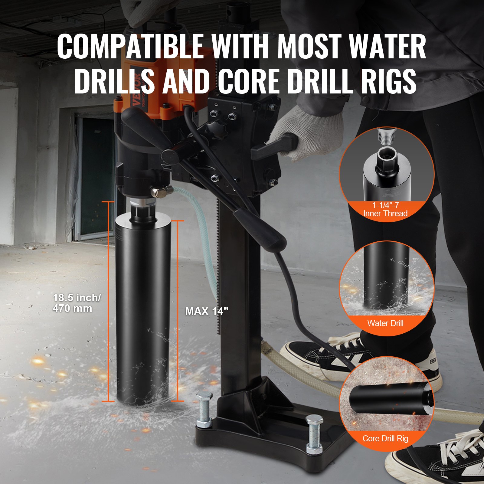 VEVOR Core Drill Bit, 10.8 cm Wet Diamond Core Drill Bits, 35.6 cm ...