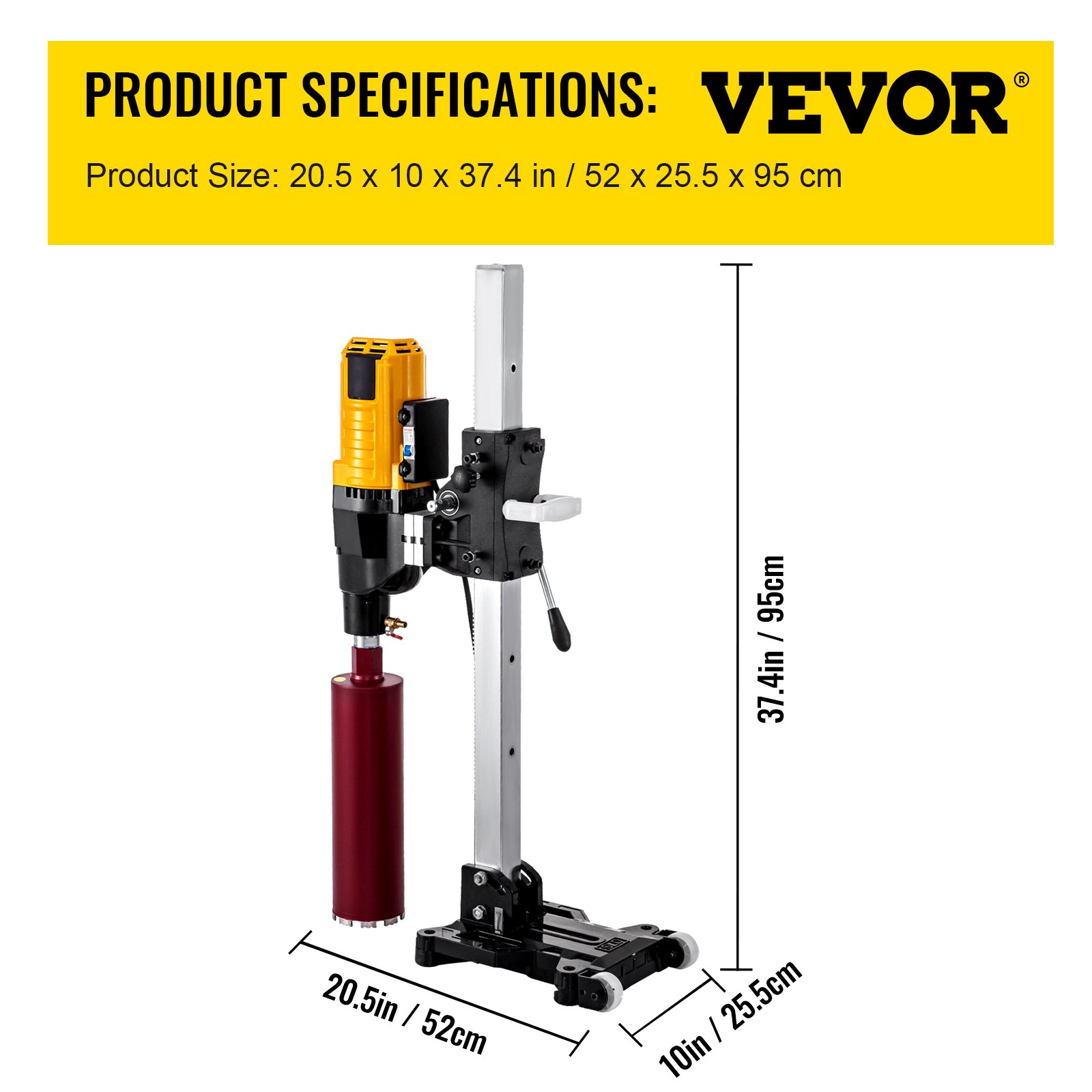 VEVOR Core Drill Machine 355 MM 14 Inches Core Drill Rig Powerful ...