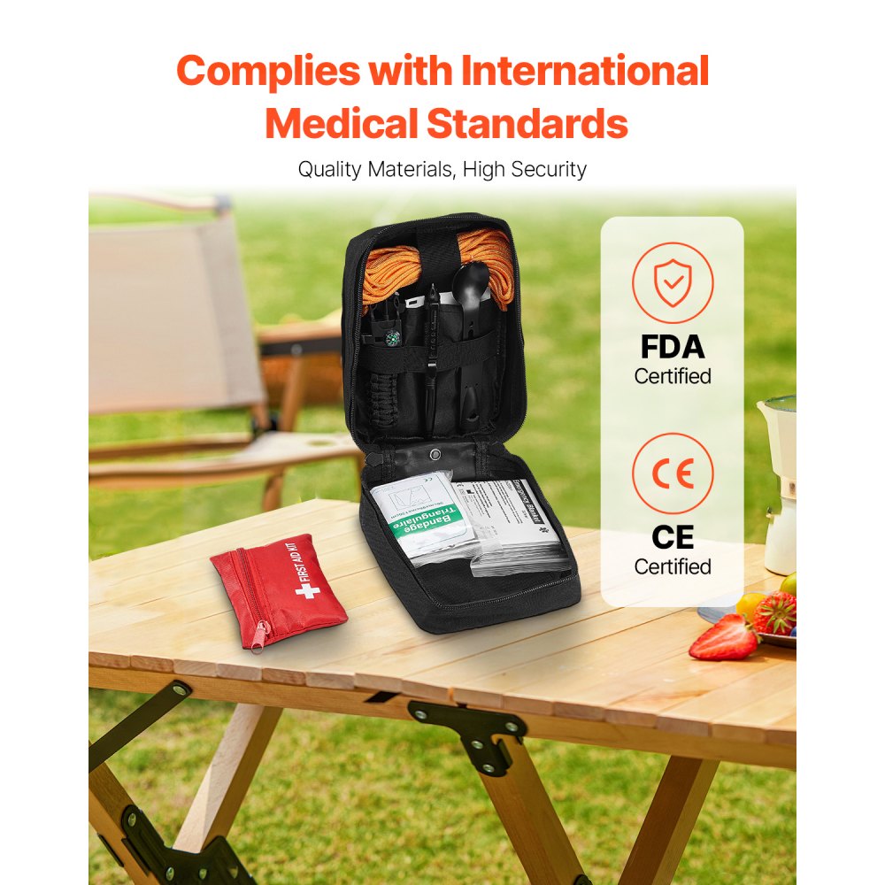 VEVOR Survival First Aid Kit, 250 Pieces, 600D Nylon Trauma First Aid ...