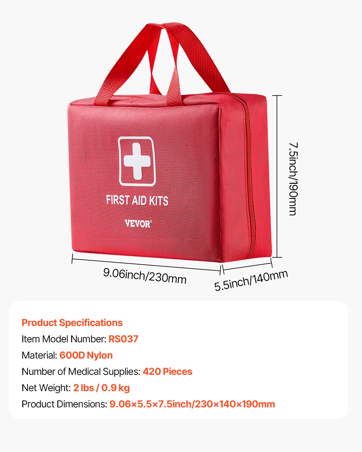 VEVOR Emergency First Aid Kit – 420-Piece, 600D Nylon Case