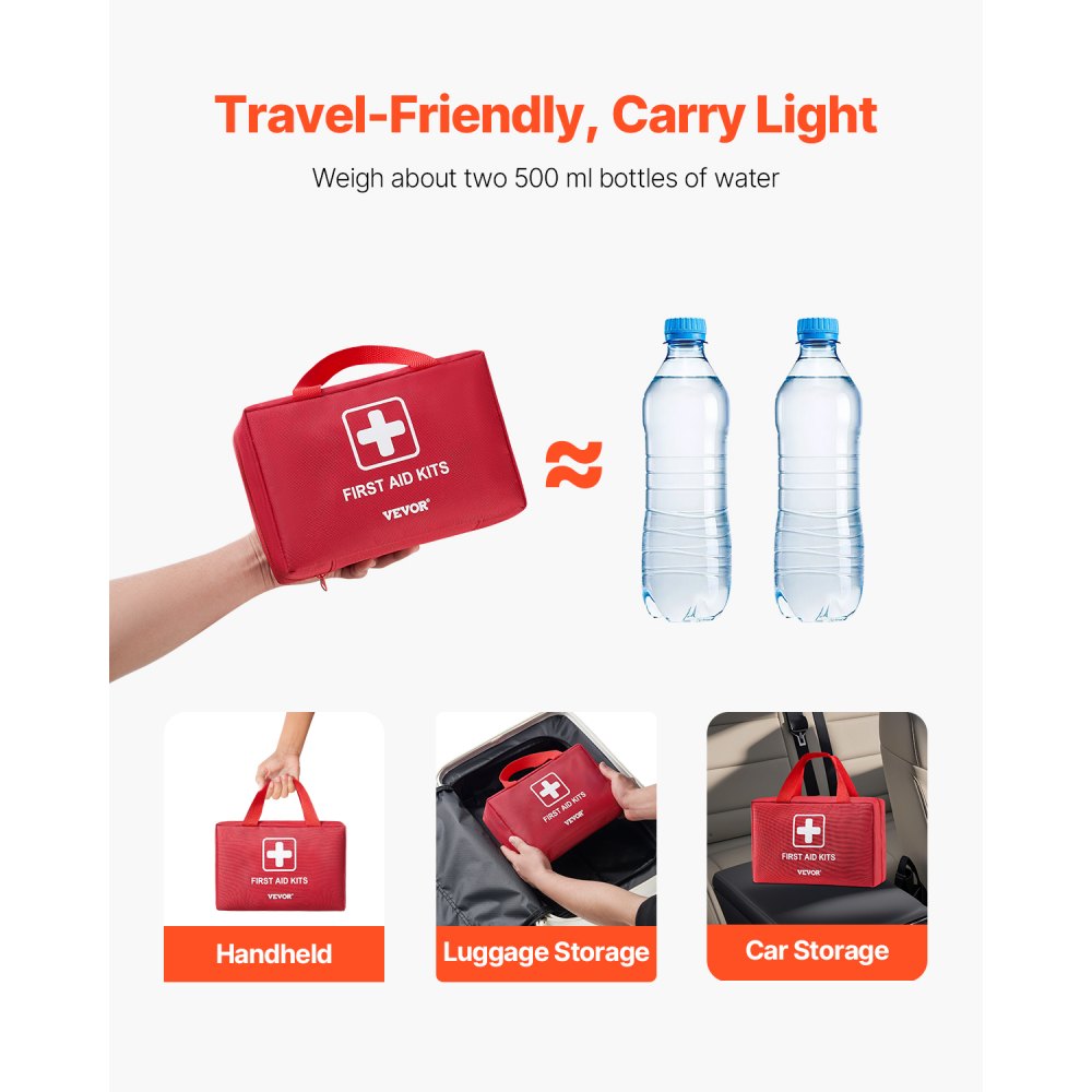 VEVOR First Aid Kit, 500 Pieces, 600D Nylon Large Survival First Aid ...