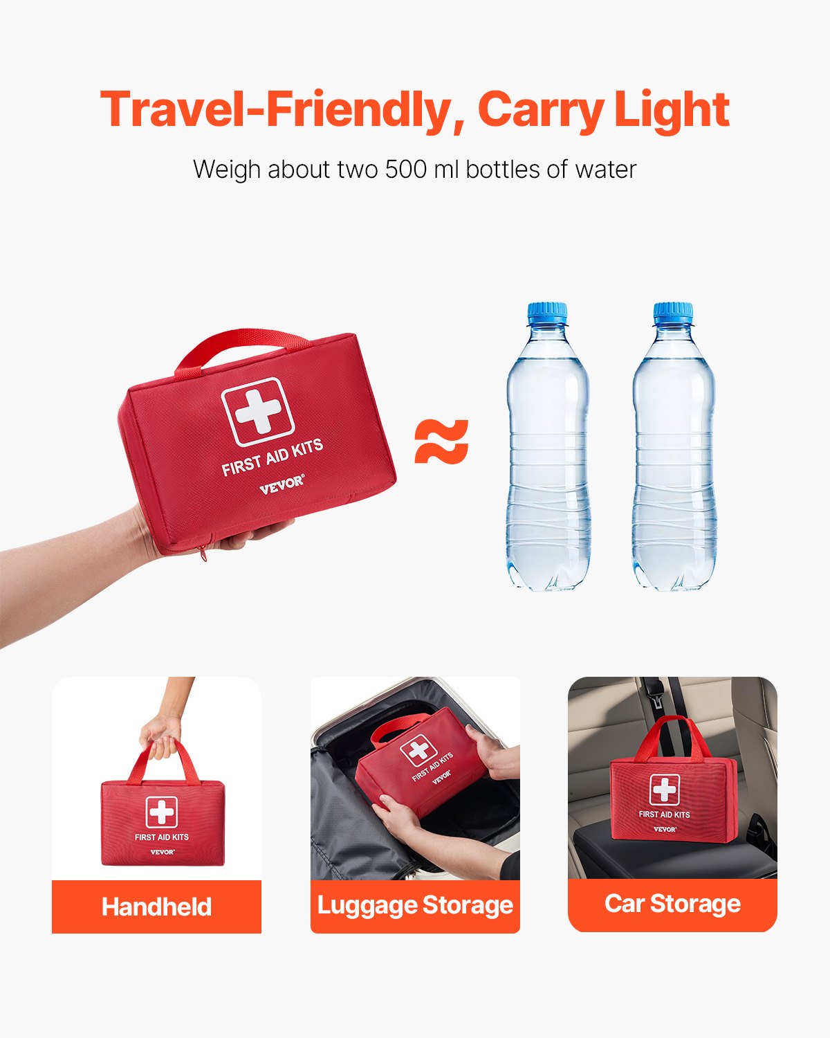 VEVOR First Aid Kit, 500 Pieces, 600D Nylon Large Survival First Aid ...
