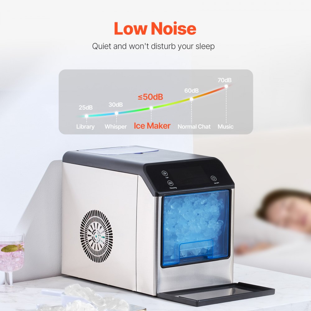 Countertop Nugget Ice Maker 33Lbs/24H Self-Cleaning with Scoop Home ...