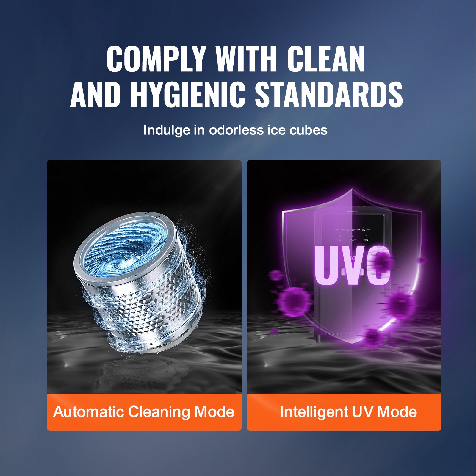 VEVOR Countertop Ice Maker, 62lbs in 24Hrs, Auto Self-Cleaning Portable ...