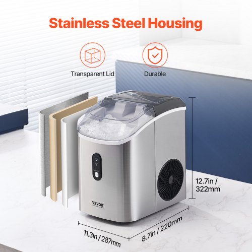 Countertop Nugget Ice Maker 33Lbs/24H Self-Cleaning with Scoop Basket ...