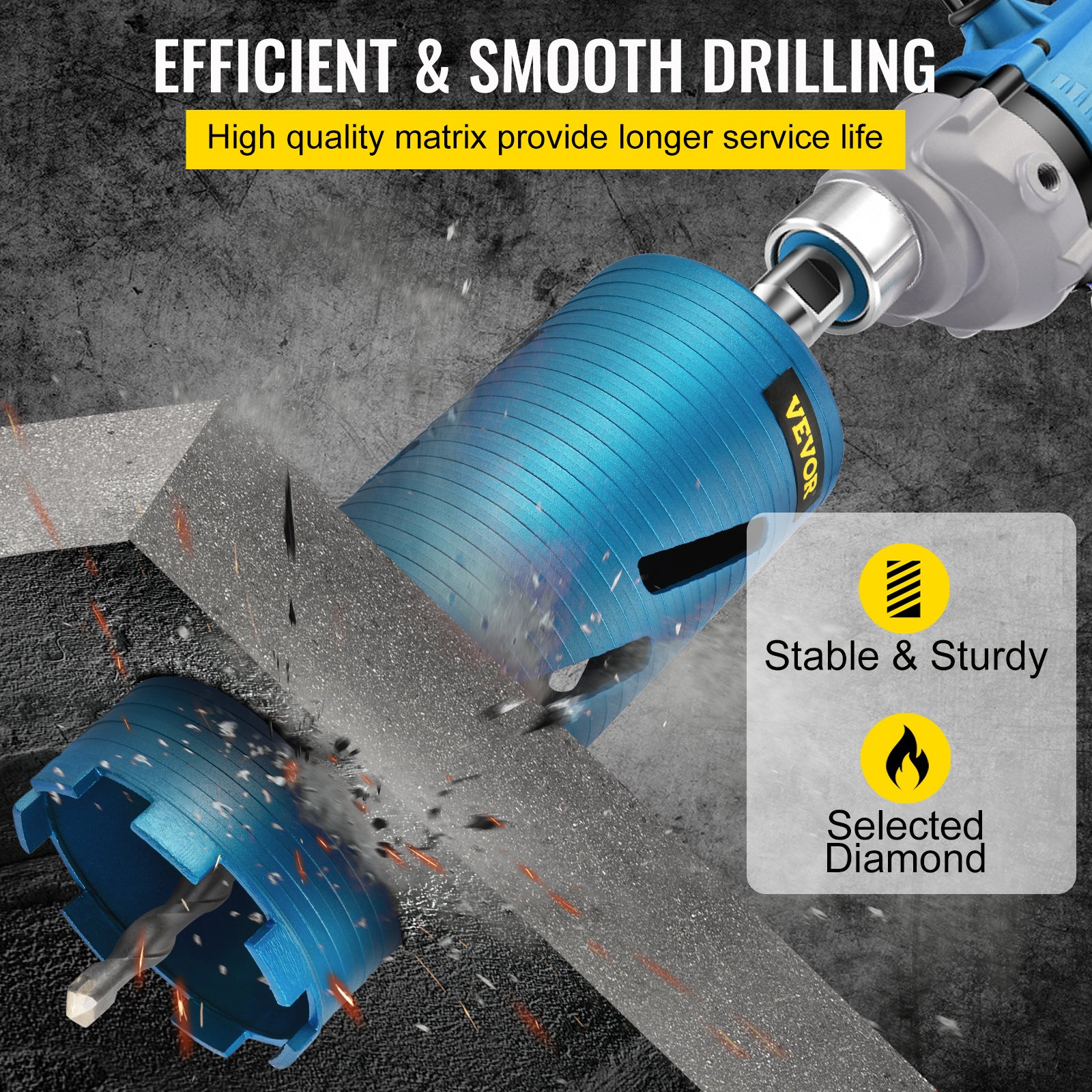 VEVOR Core Drill Diamond Dry Coring Bit 4" with Pilot Bit for Hard ...