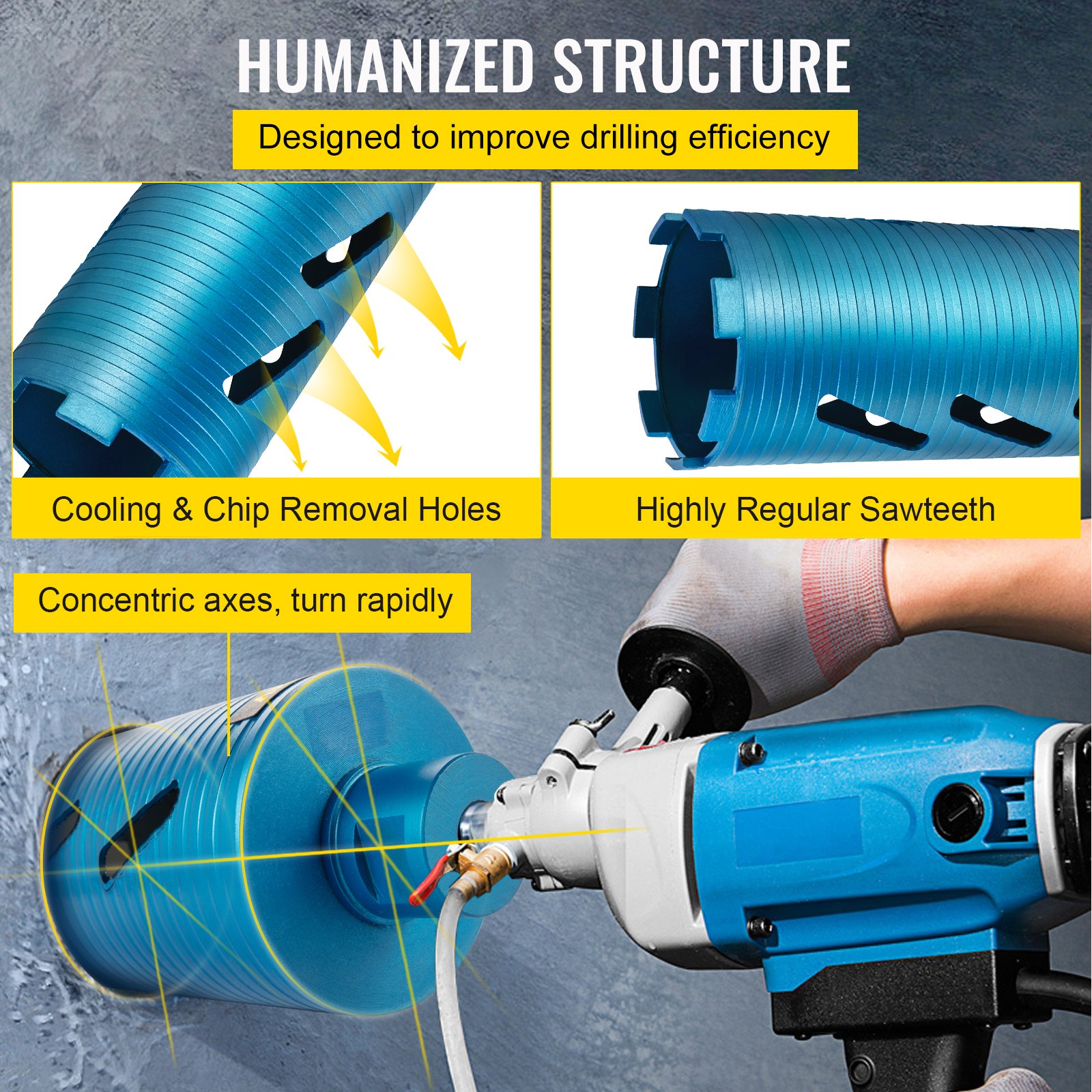 VEVOR Core Drill Diamond Dry Coring Bit 4" with Pilot Bit for Hard ...