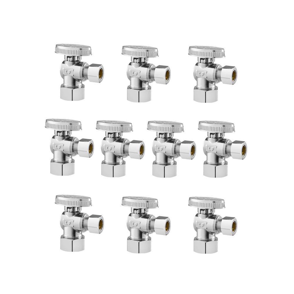 10-Pack Angle Stop Valve 1/4 Turn 5/8" OD (1/2" NOM) x 3/8" OD ...