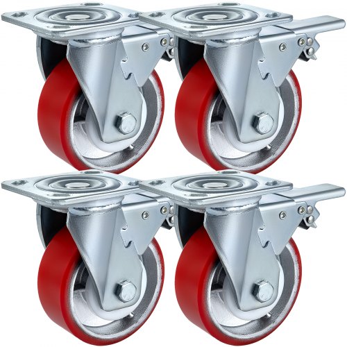 VEVOR 4 Pack Caster Wheels 5 x 2 Inch with Dual Locking Polyurethane ...