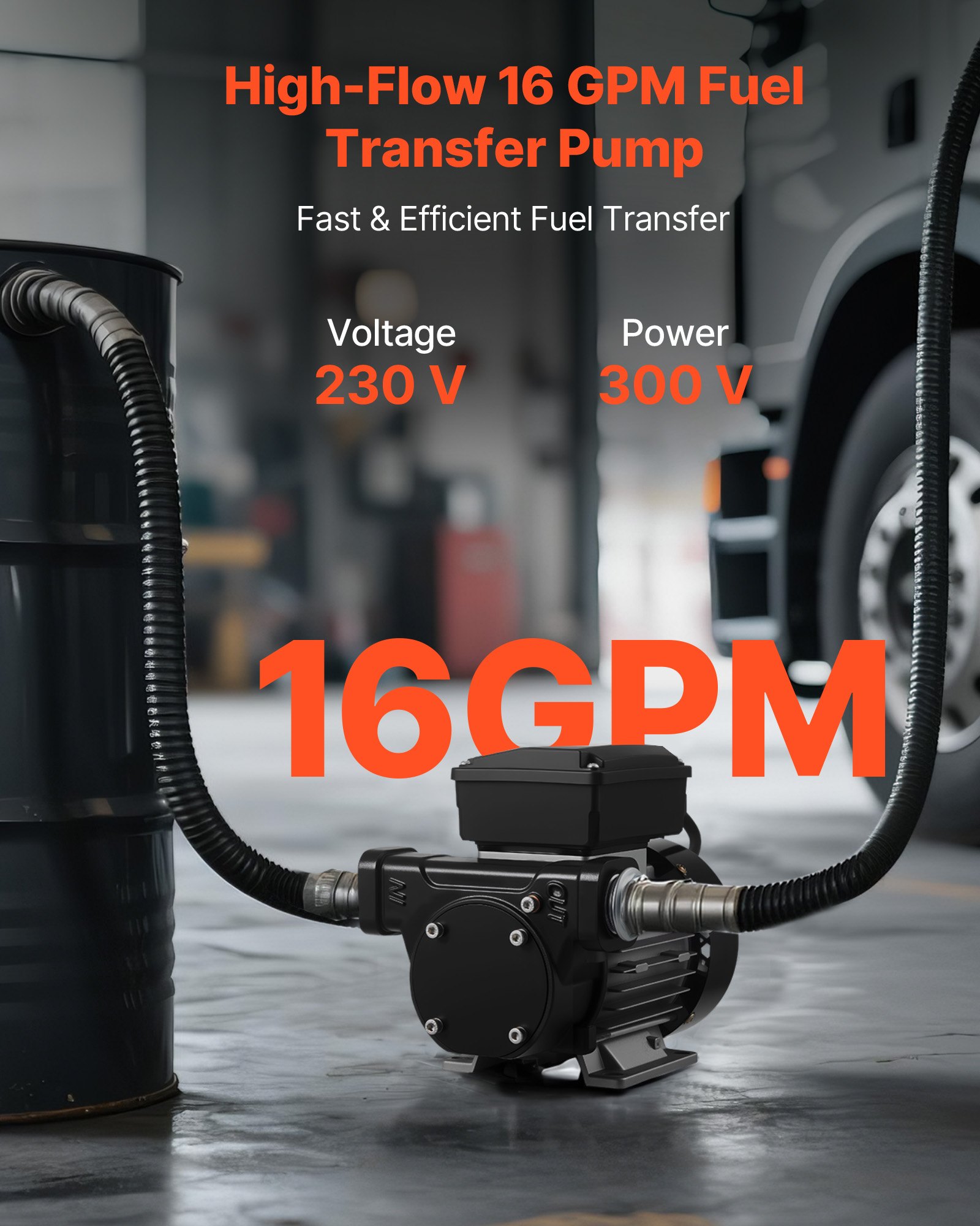 VEVOR Oil Transfer Pump 230V, 16 GPM 60 L/min, AC Electric Fuel ...