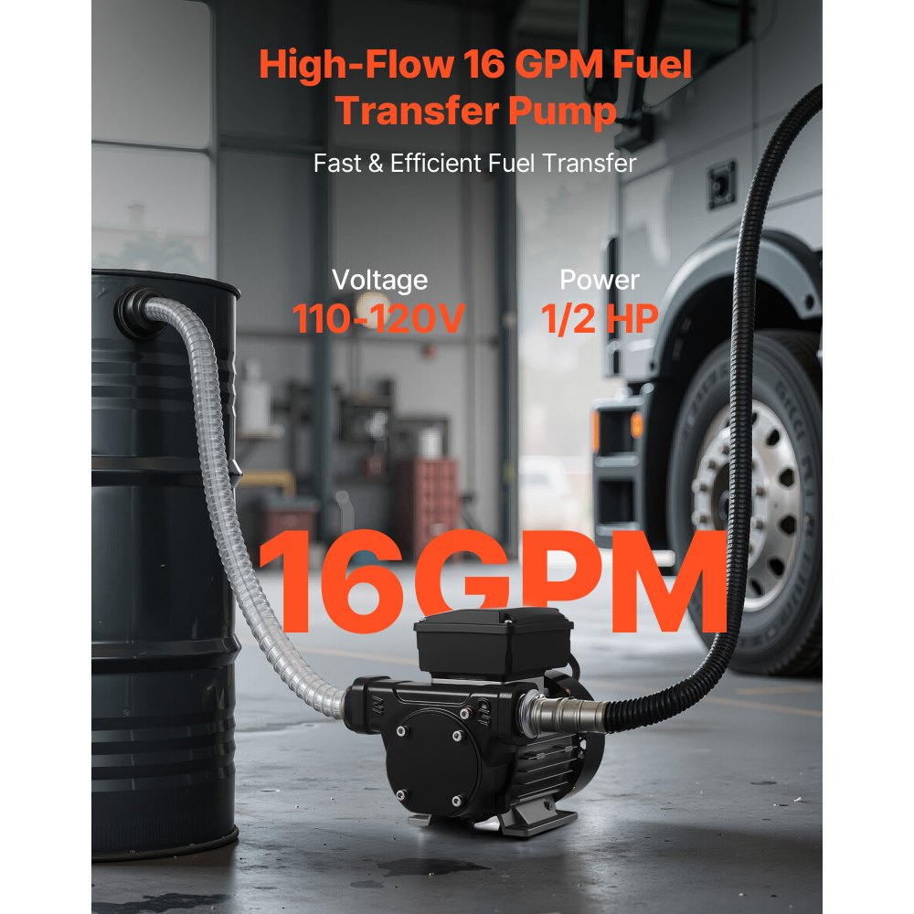 VEVOR Fuel Transfer Pump 110V, 16 GPM 60 L/min, AC Electric Oil ...