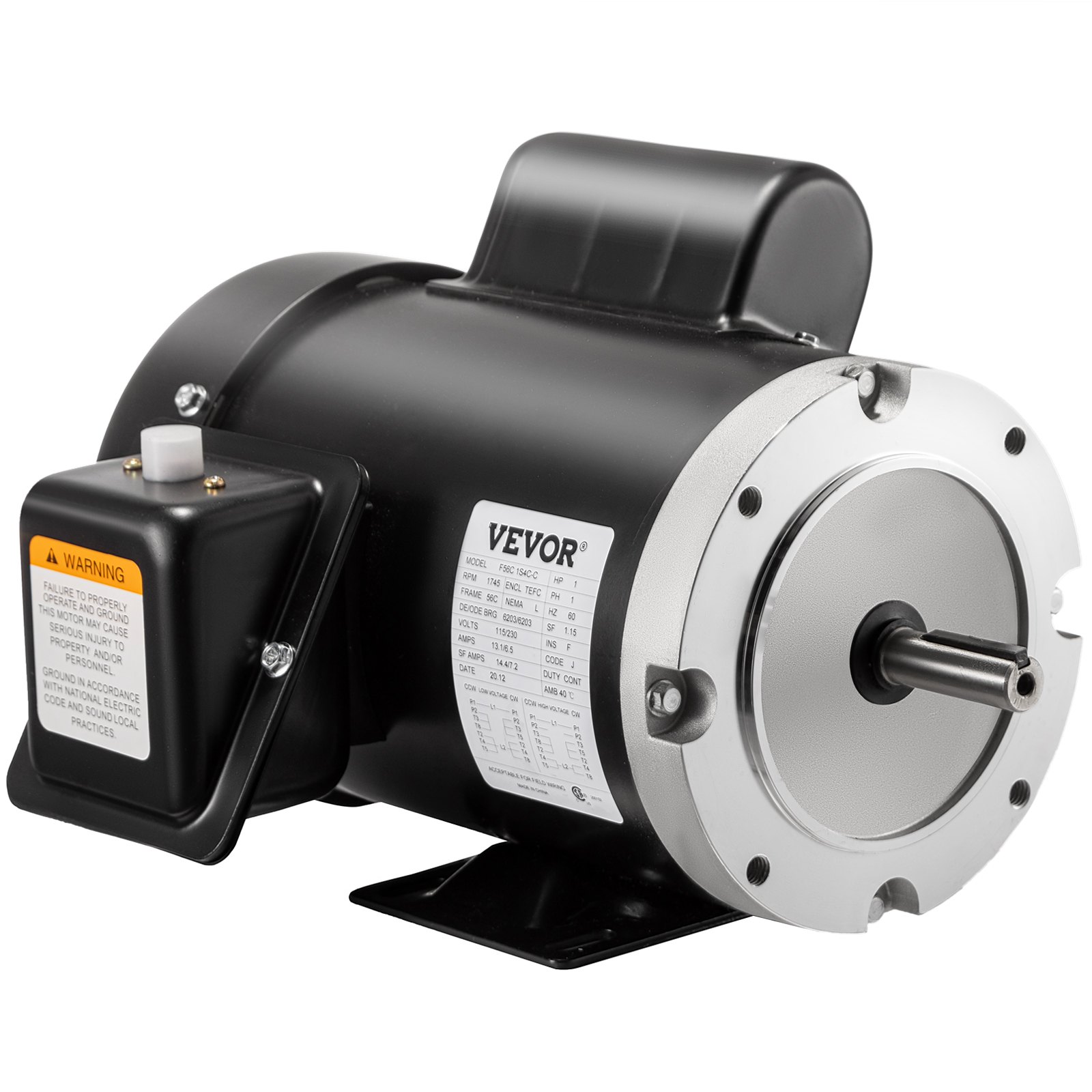 New 1Hp Electric Motor 140156C Single Phase 56C Frame TEFC 115/230V ...