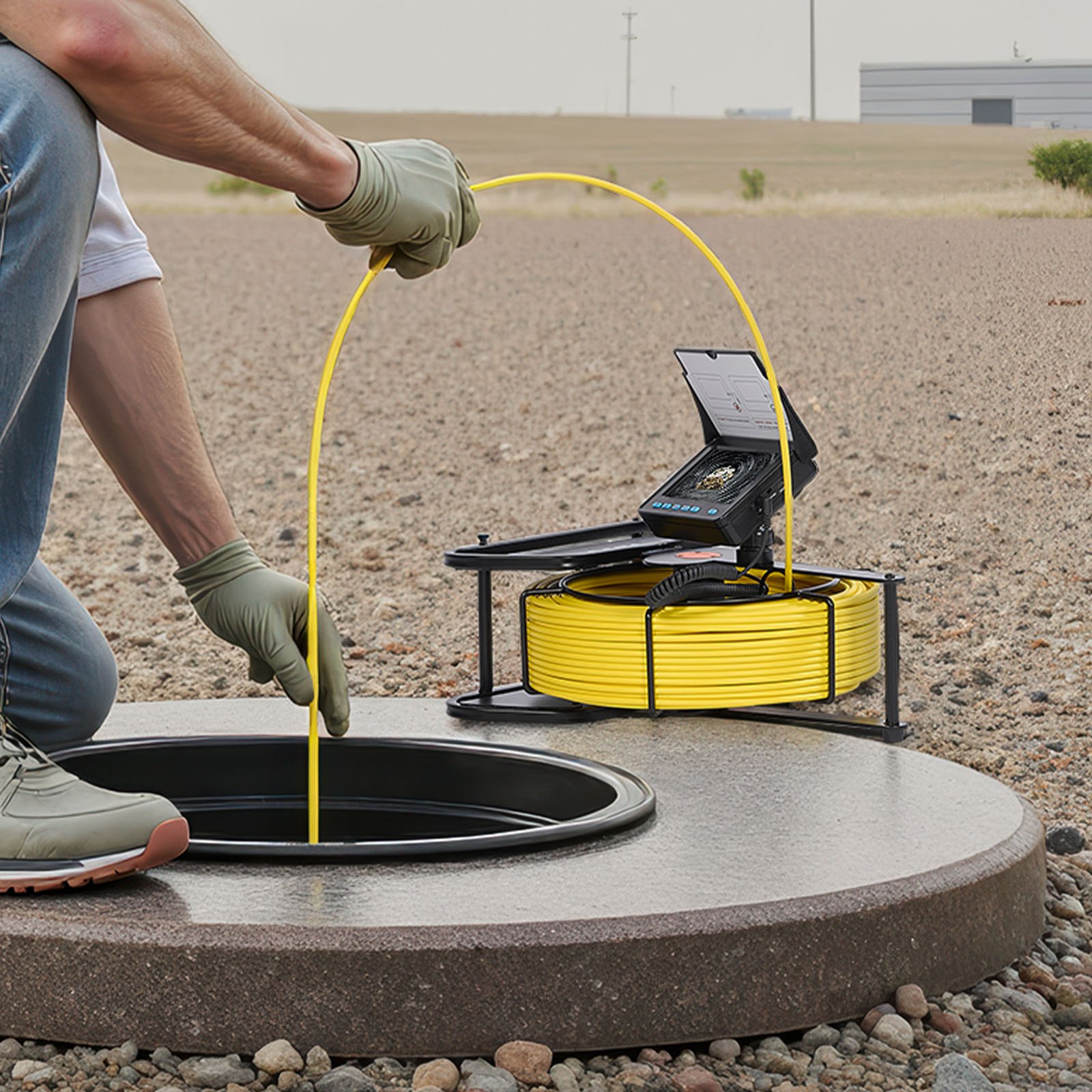 VEVOR Sewer Camera, 50m, Self-Leveling Drain Inspection Camera with ...