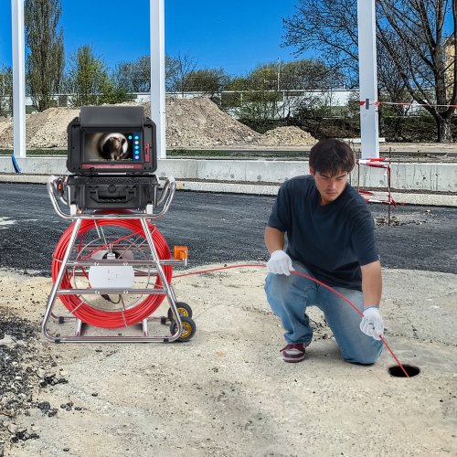 VEVOR Sewer Camera 328 ft/100m Self-Leveling Drain Camera with 10.1" Touchscreen | VEVOR US