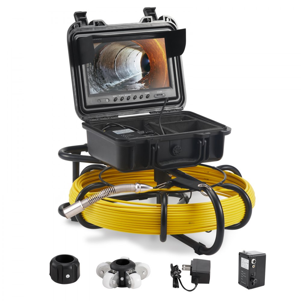 VEVOR Sewer Camera, 230 ft/70 m, 9" Screen Pipeline Inspection Camera ...
