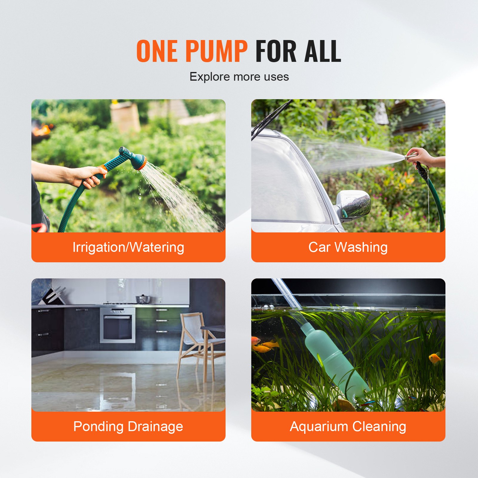 VEVOR Water Transfer Pump, 120V AC 360 GPH 1/10 HP, Portable Electric ...