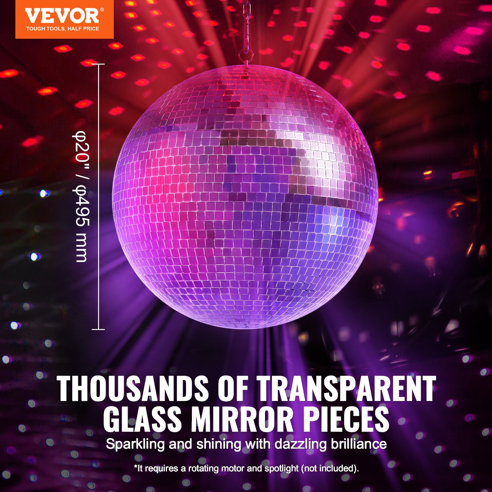 VEVOR Rotating Mirror Ball Light – Party & Event Decor