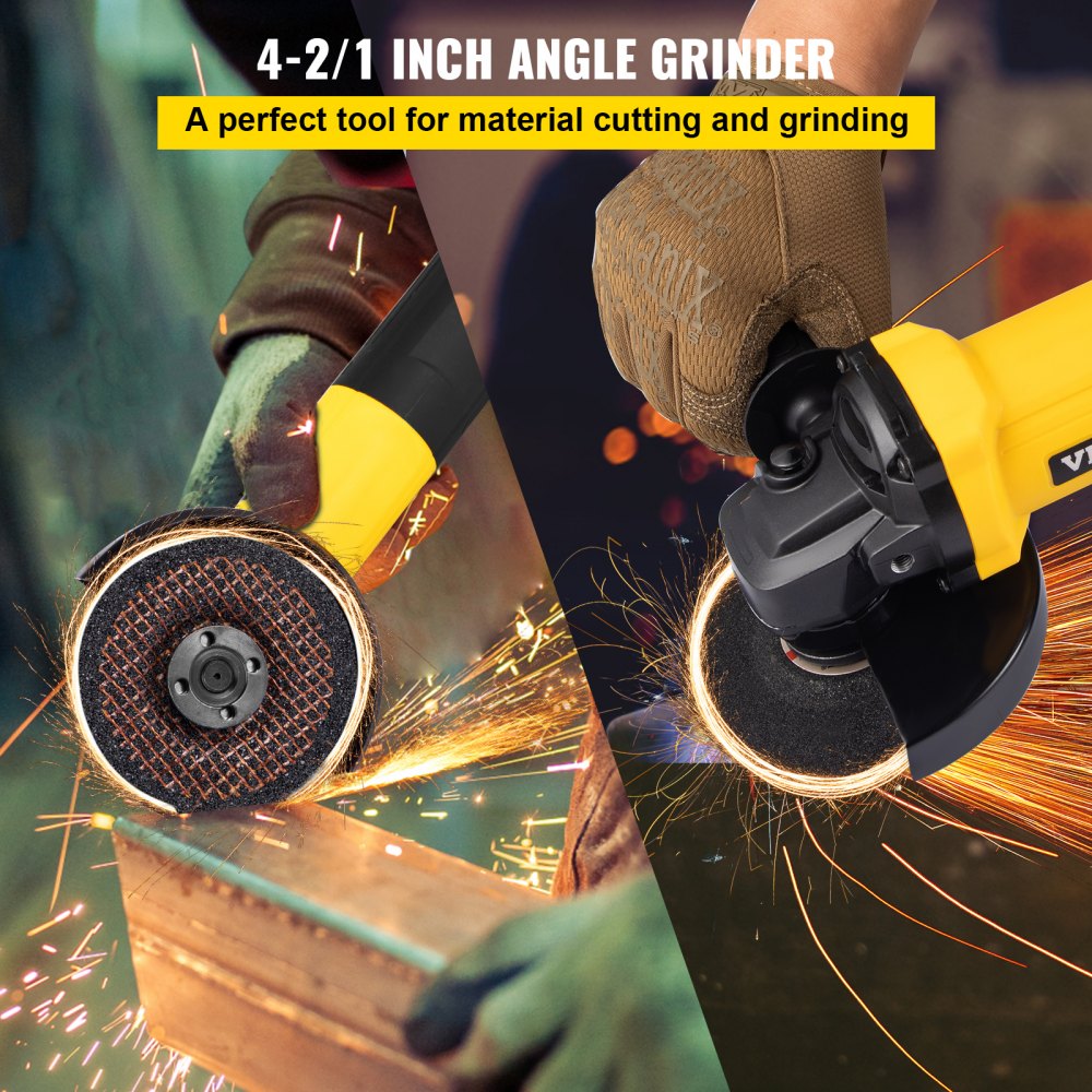 VEVOR Angle Grinder, 4-1/2 Inch Powerful Grinder Tool 11Amp Power ...