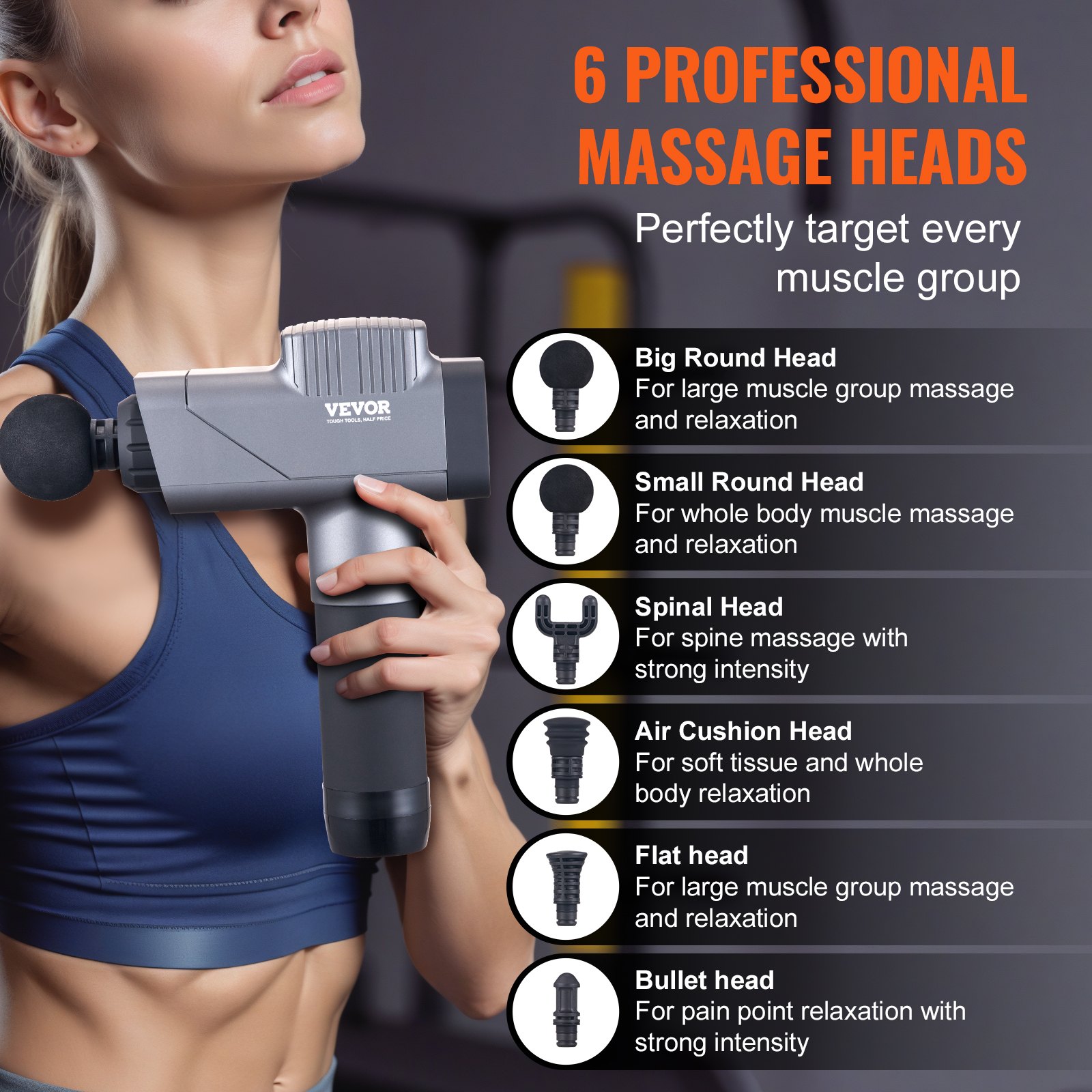 VEVOR Massage Gun Deep Tissue, Percussion Muscle Massager for Athletes ...