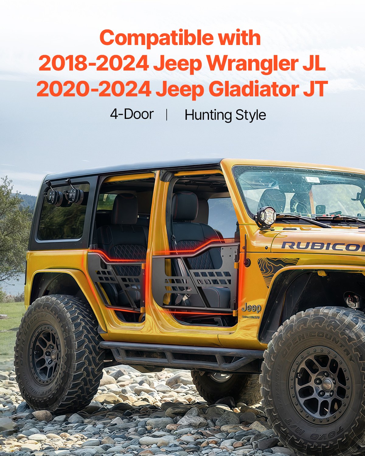 VEVOR Jeep Tube Doors – 2018-2024 JL/JT, 4-Door Steel Set