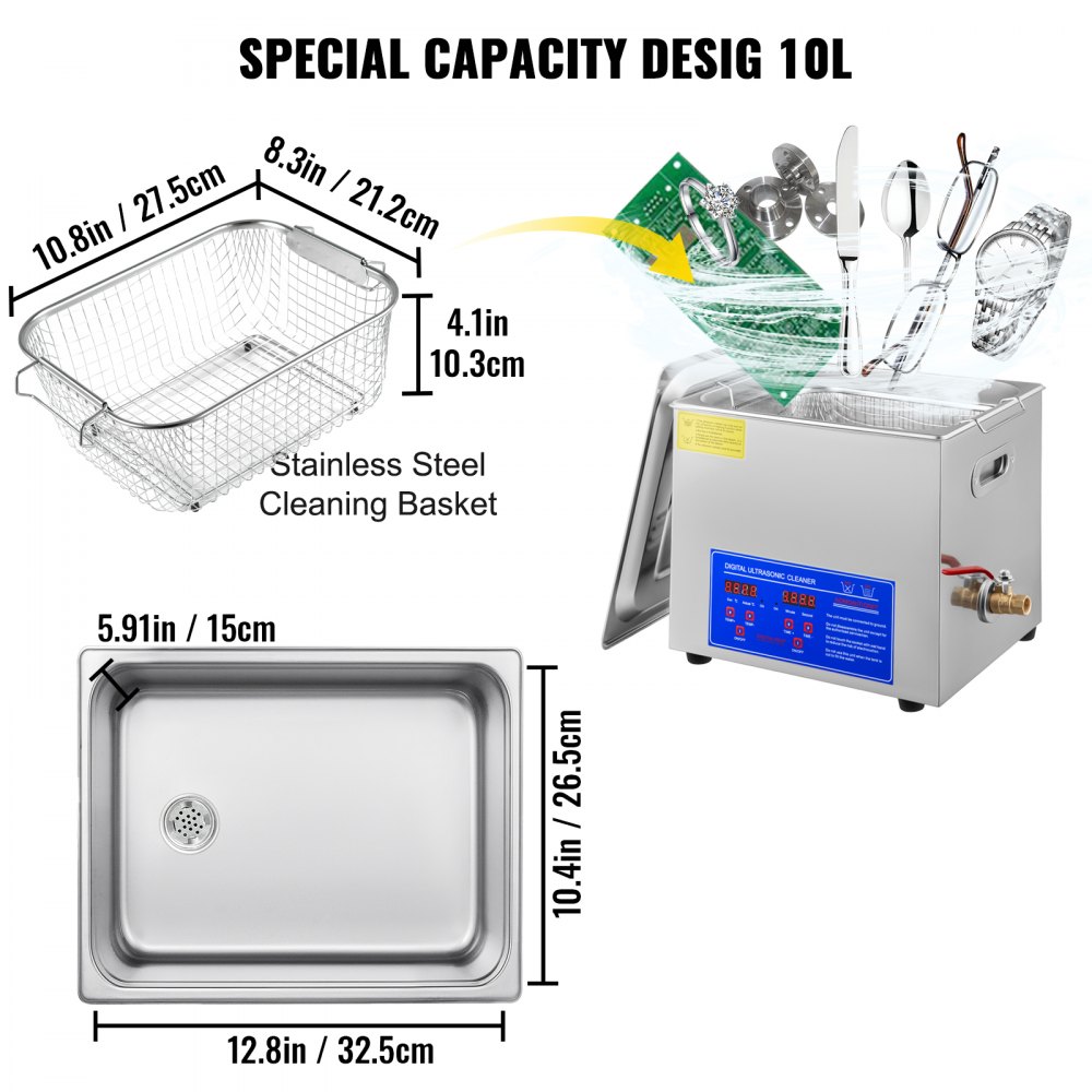 VEVOR Professional Ultrasonic Cleaner 10L/2.5 Gal, Easy to Use with ...