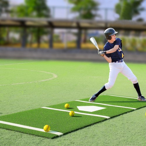 VEVOR Baseball Softball Hitting Batting Mat, 10' x 3.8' Indoor/Outdoor ...