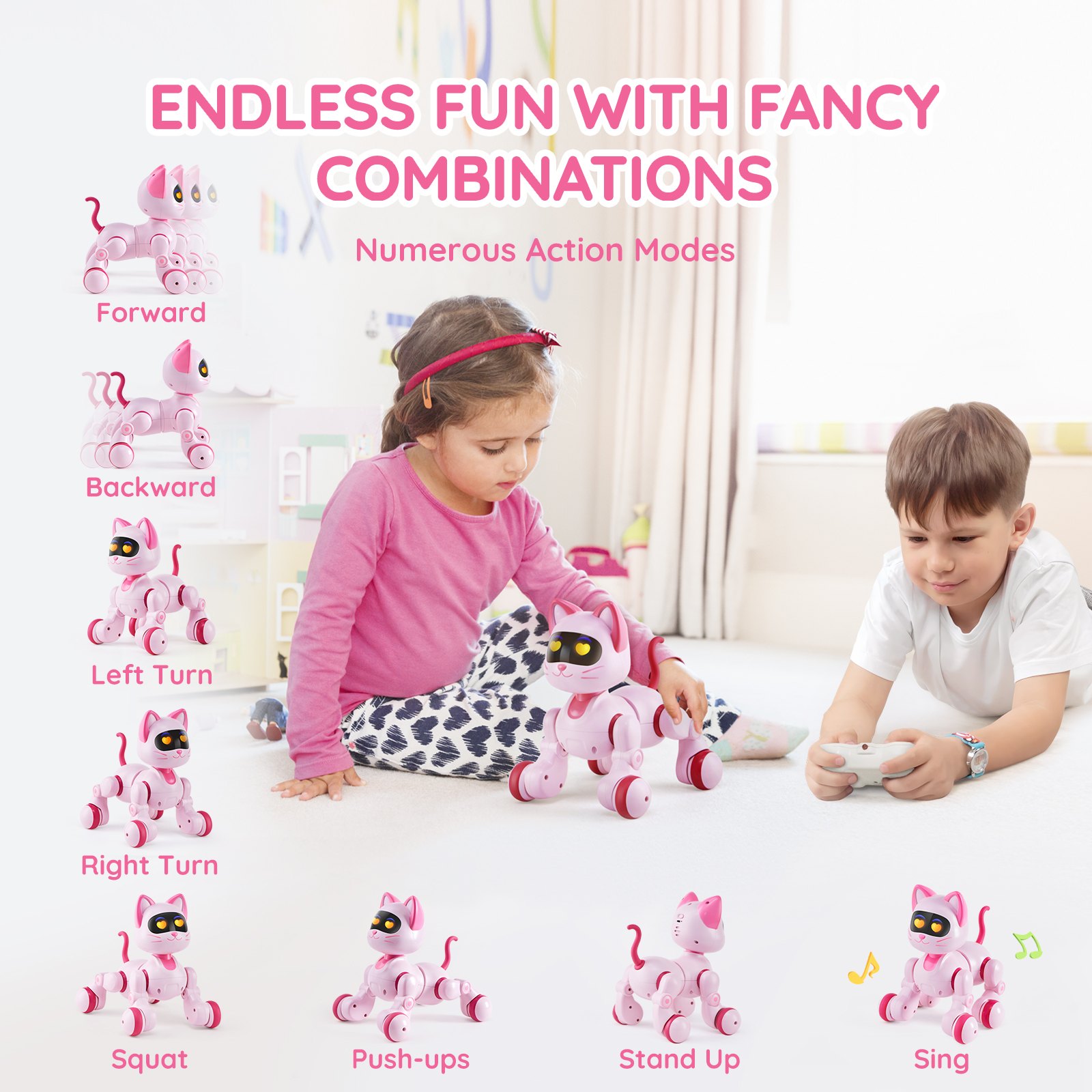 VEVOR RC Robot Cat Toy for Kid Talking Dancing Touch Remote Control ...