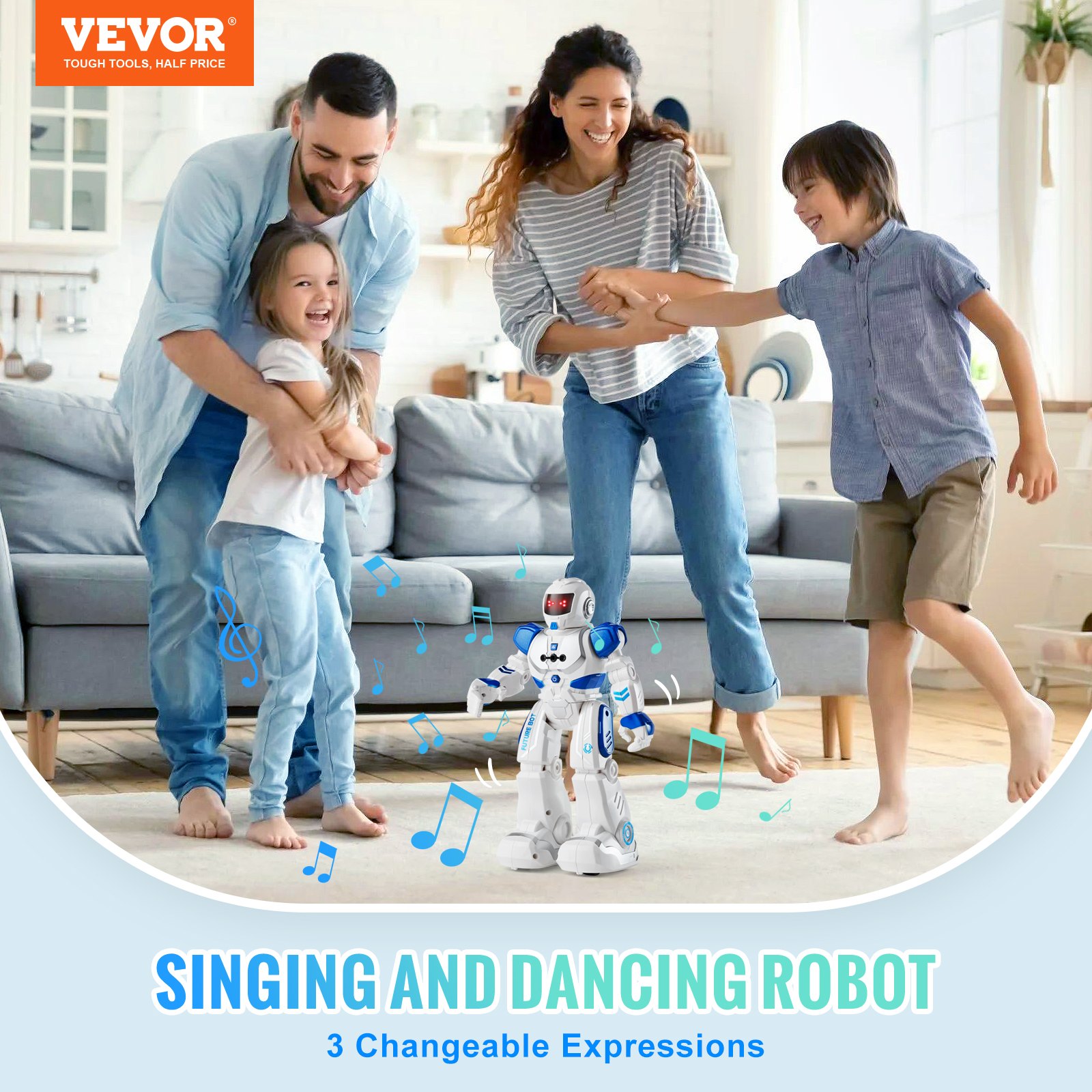 VEVOR Toy Robot with Remote – Type C, ABS & 50 Moves