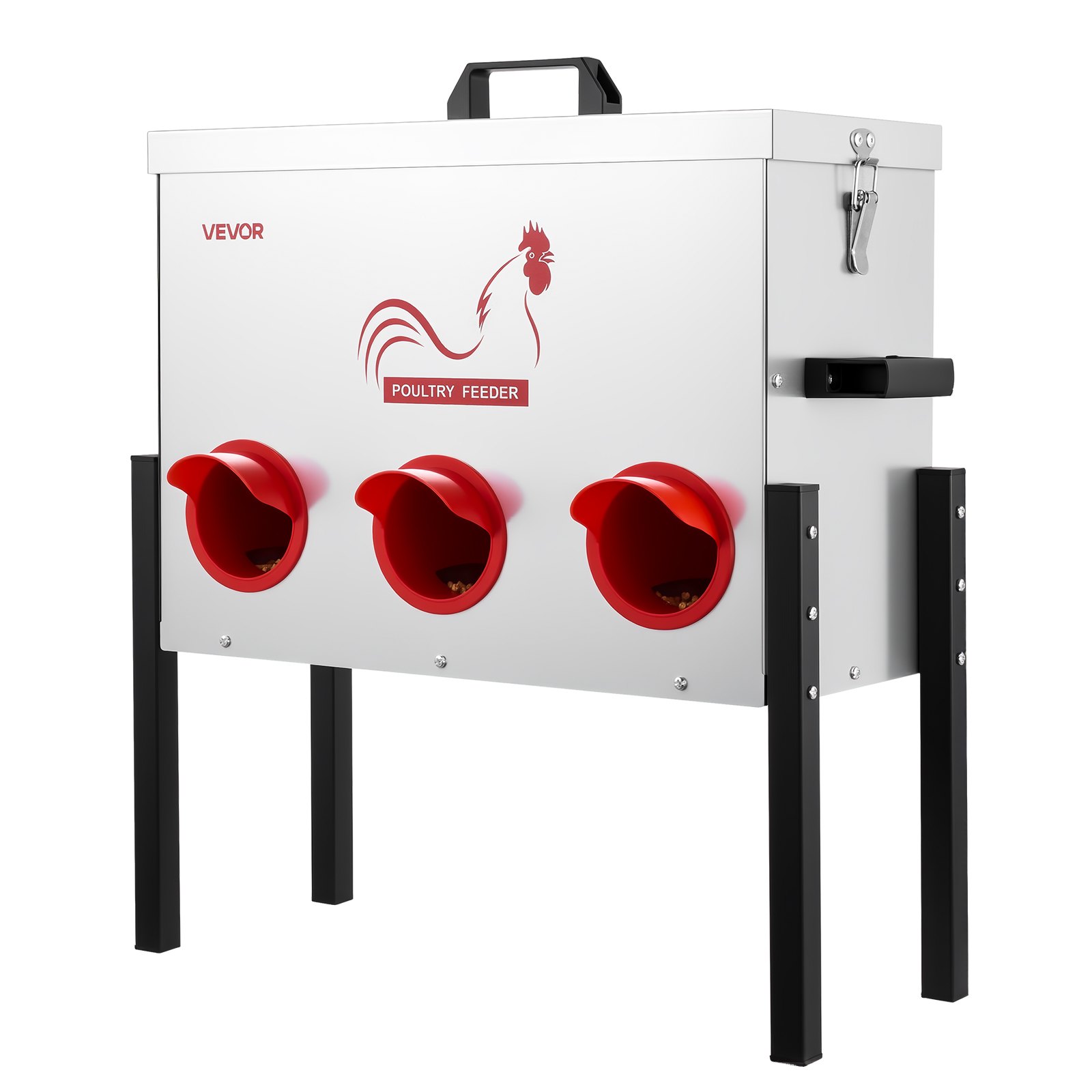VEVOR Automatic Chicken Feeder, 13.61 kg Capacity, 6 Feeding Ports No ...